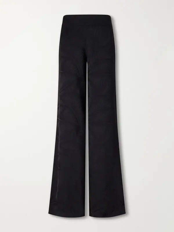 Johanna Ortiz Satin-jacquard High-waist Wide-leg Pants - Black