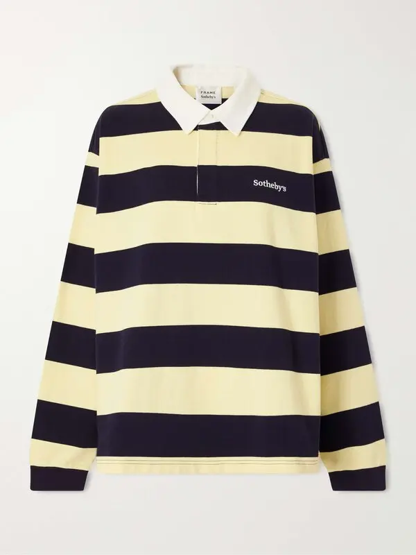FRAME Sotheby's Striped Cotton-jersey Polo Sweater - Yellow