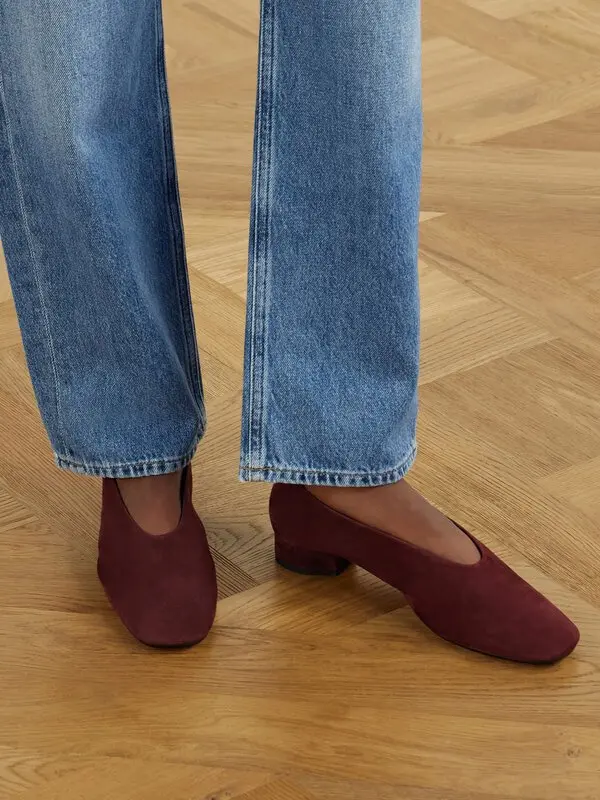 AeydĒ Delia 25 Suede Ballet Flats - Burgundy