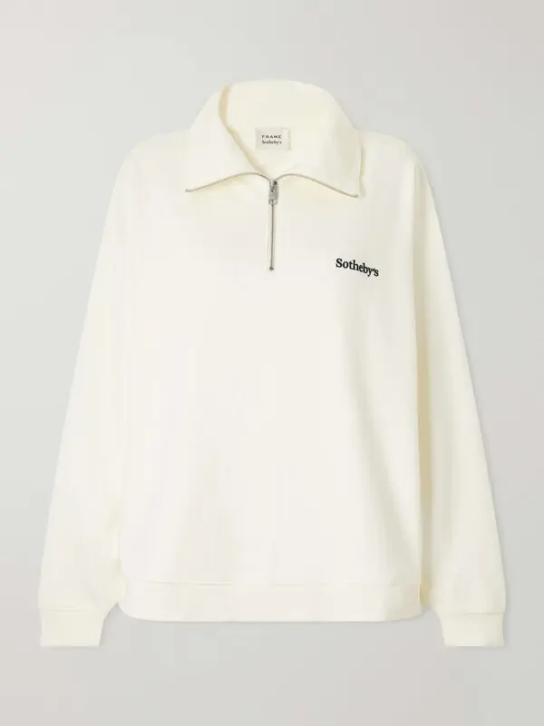 FRAME Sotheby's Cotton-jersey Half-zip Sweatshirt