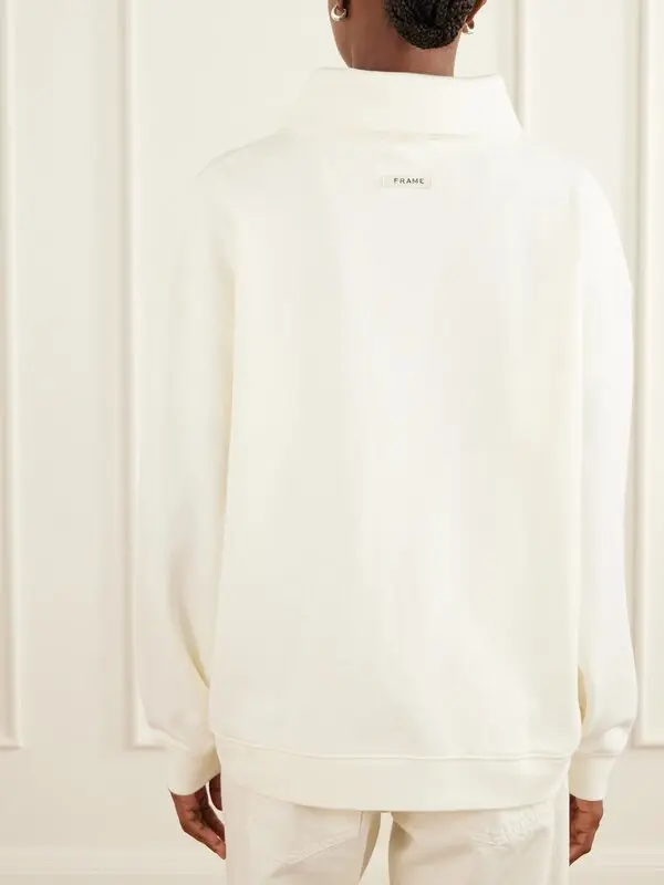 FRAME Sotheby's Cotton-jersey Half-zip Sweatshirt - Neutrals