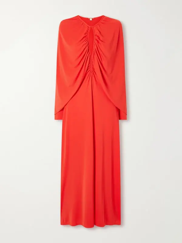 Johanna Ortiz Silent Solstice Cape-effect Draped Stretch-jersey Maxi Dress - Red