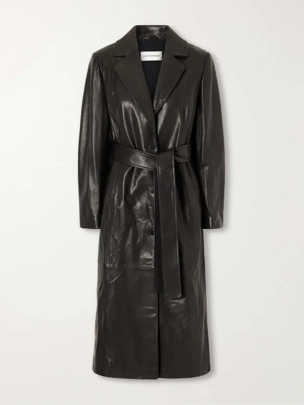 Nour Hammour Camden Belted Leather Coat - Black