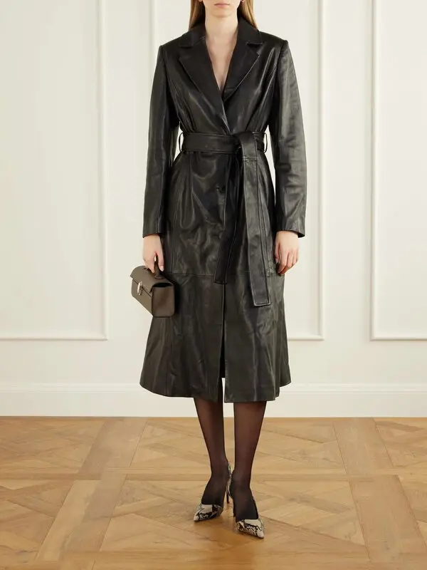 Nour Hammour Camden Belted Leather Coat