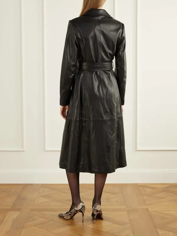 Nour Hammour Camden Belted Leather Coat