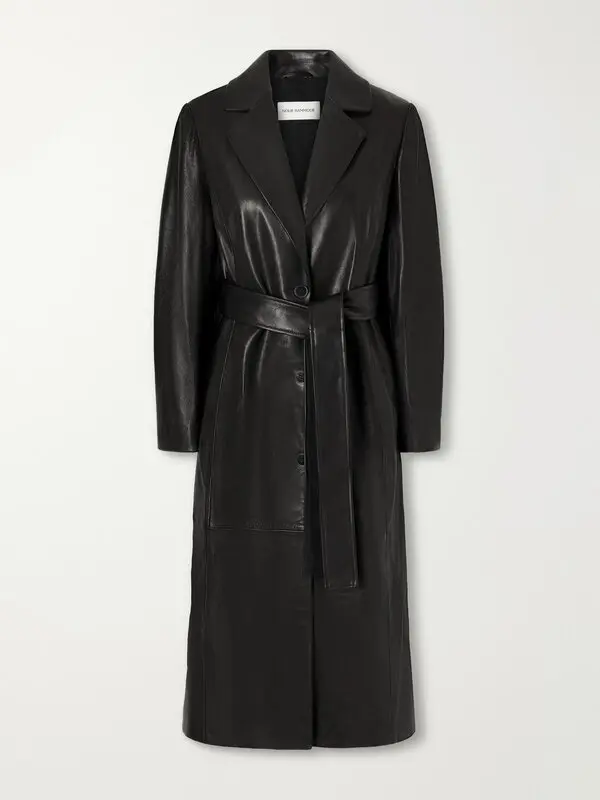 Nour Hammour Camden Belted Leather Coat - Black