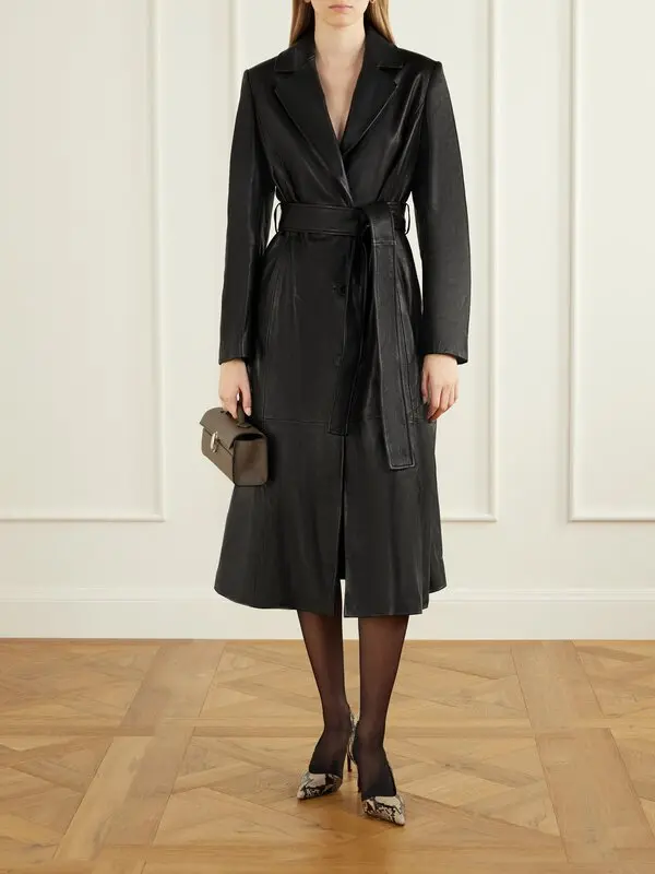 Nour Hammour Camden Belted Leather Coat