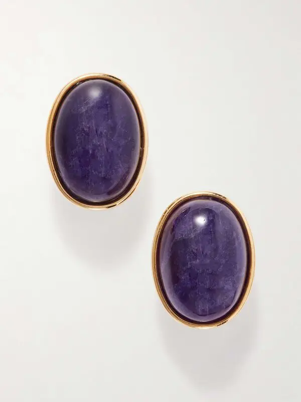 JENNIFER BEHR Elaine Gold-tone Amethyst Earrings - Dark Purple