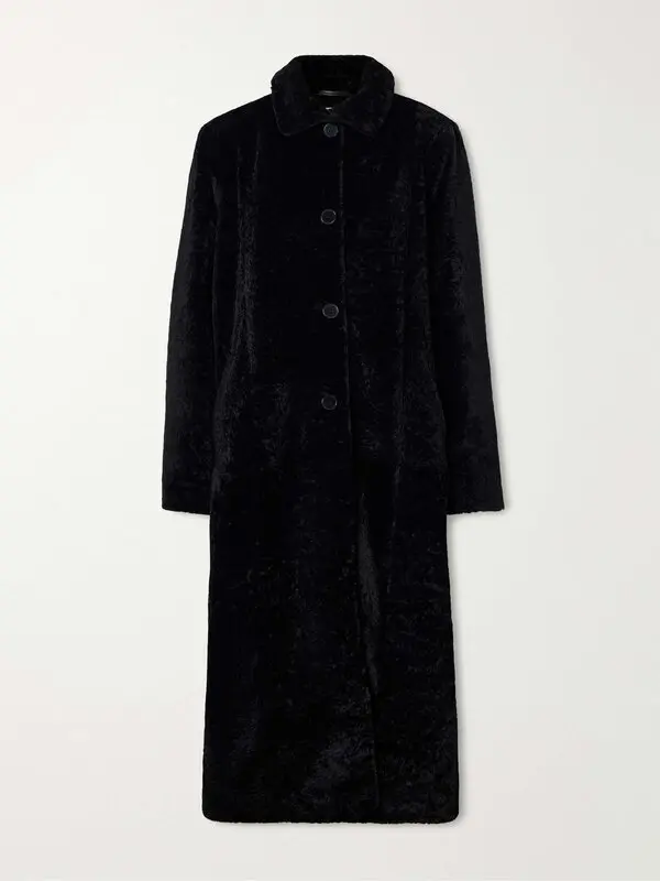 Nour Hammour Paloma Shearling Coat - Black