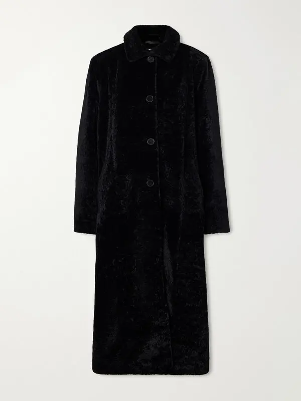 Nour Hammour Paloma Shearling Coat - Black