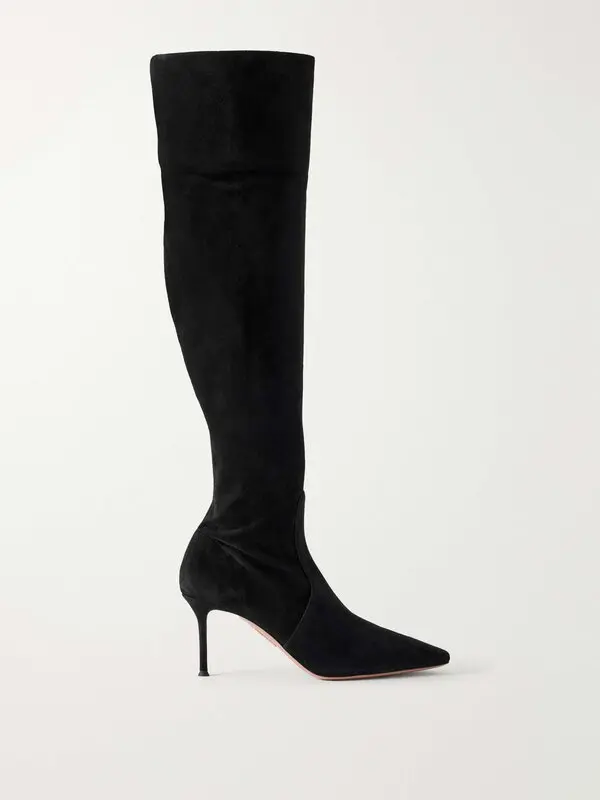 AQUAZZURA Vespera 75 Suede Boots - Black