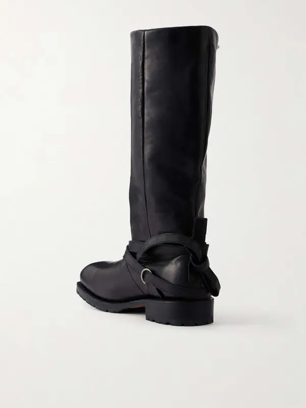 Our Legacy High Engine Tie-embellished Leather Knee Boots