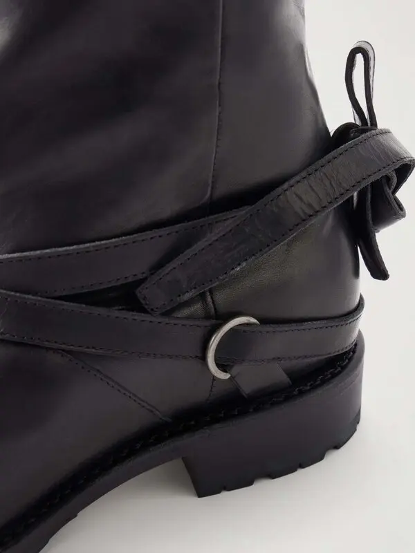 Our Legacy High Engine Tie-embellished Leather Knee Boots