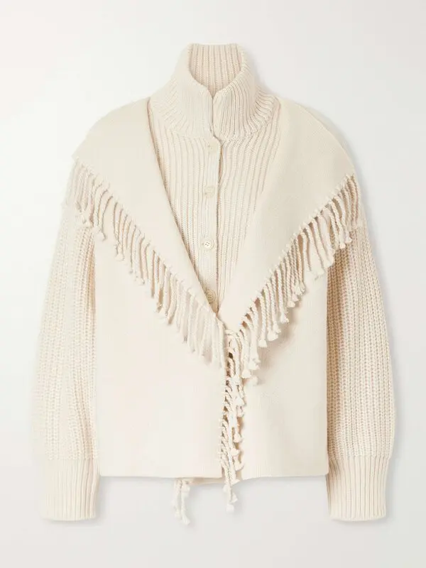 FRAME Fringed Wool Cardigan