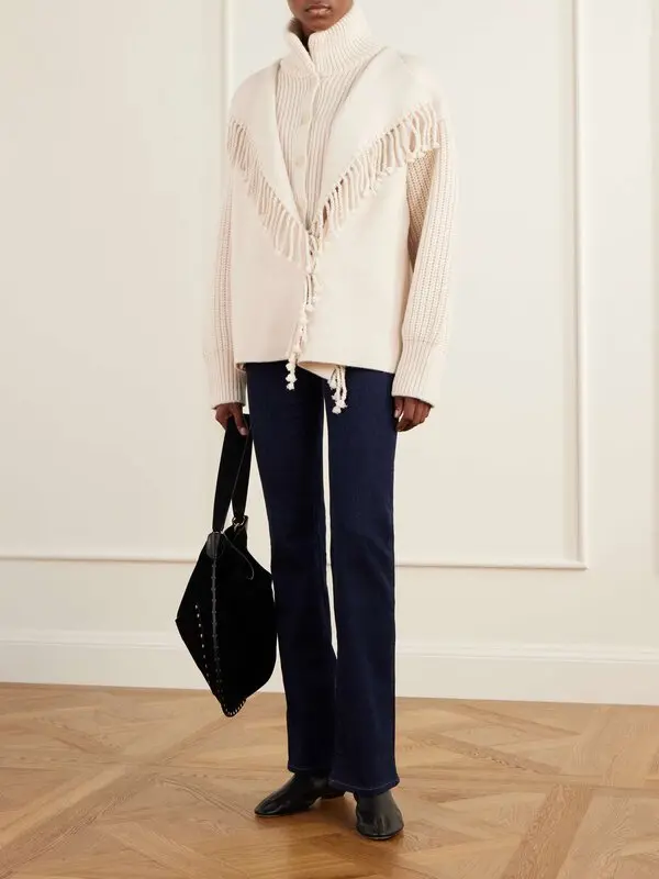 FRAME Fringed Wool Cardigan