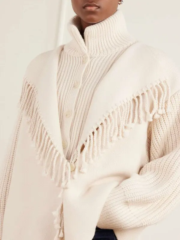 FRAME Fringed Wool Cardigan