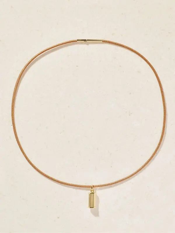 MARIE LICHTENBERG Micro Weight 18-karat And Leather Necklace - Gold