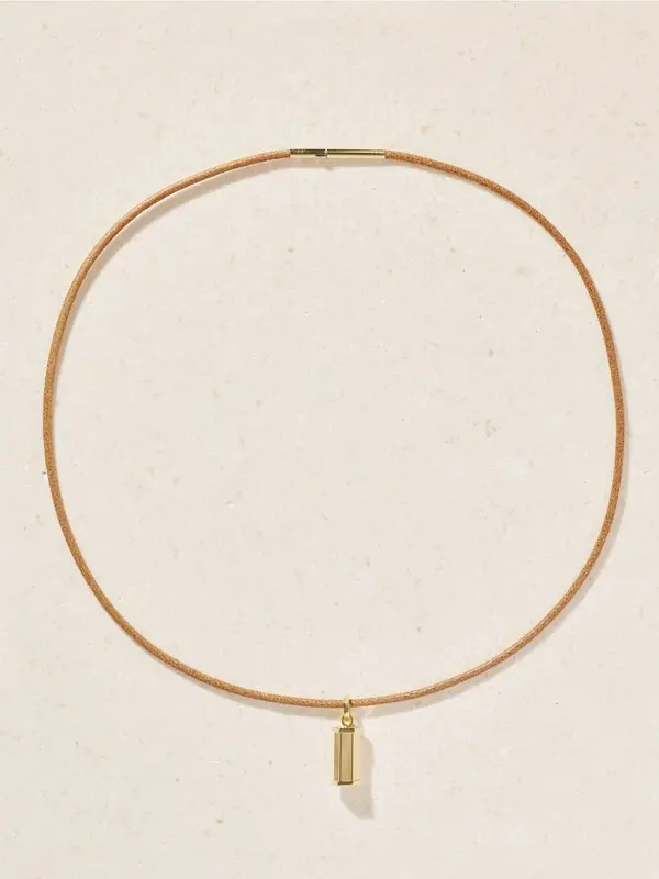MARIE LICHTENBERG Micro Weight 18-karat And Leather Necklace - Gold