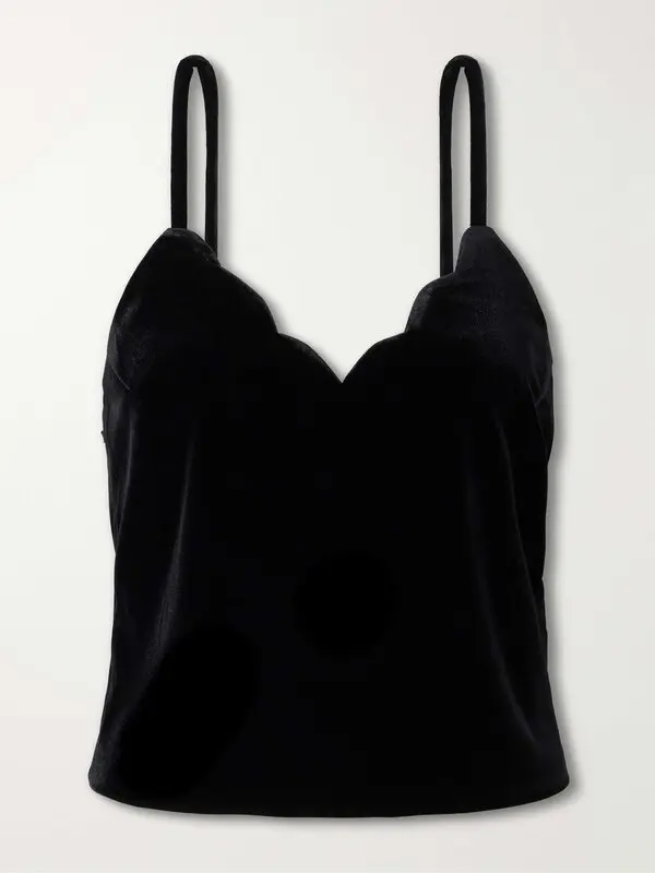 Loretta Caponi Pyrite Scalloped Velvet Cami