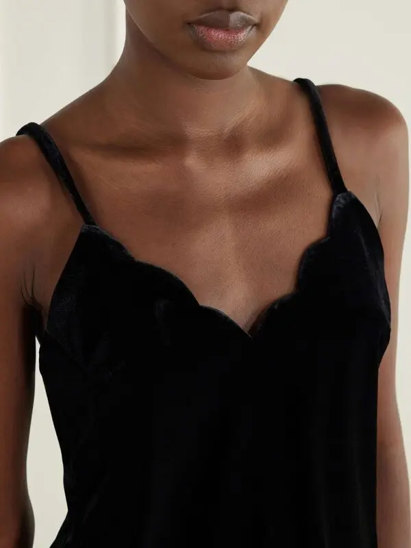 Loretta Caponi Pyrite Scalloped Velvet Cami