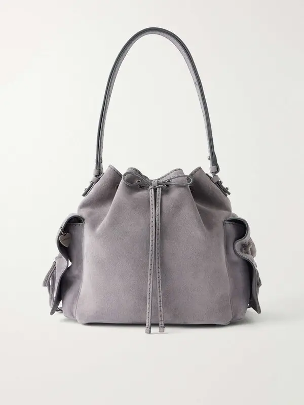 Acne Studios Suede Shoulder Bag - Light Gray