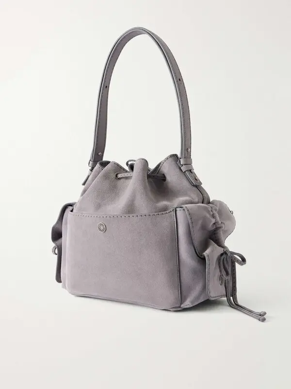 Acne Studios Suede Shoulder Bag - Light Gray
