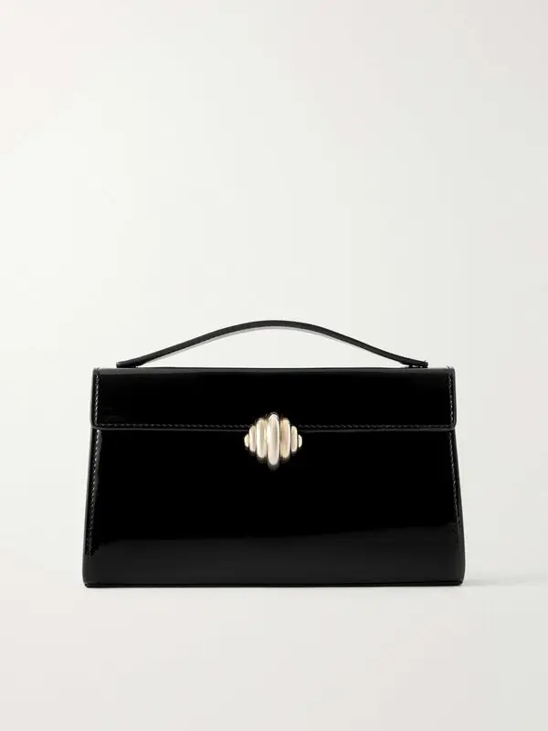 AQUAZZURA Alex Patent-leather Clutch - Black