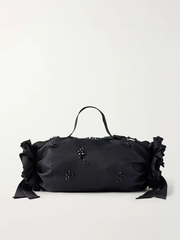 Simone Rocha Double Ribbon Rosette Crystal-embellished Satin Shoulder Bag