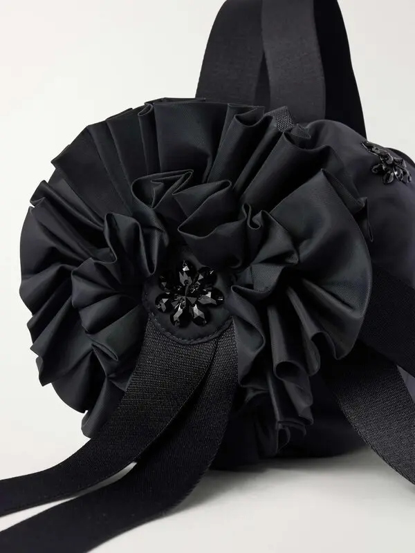 Simone Rocha Double Ribbon Rosette Crystal-embellished Satin Shoulder Bag
