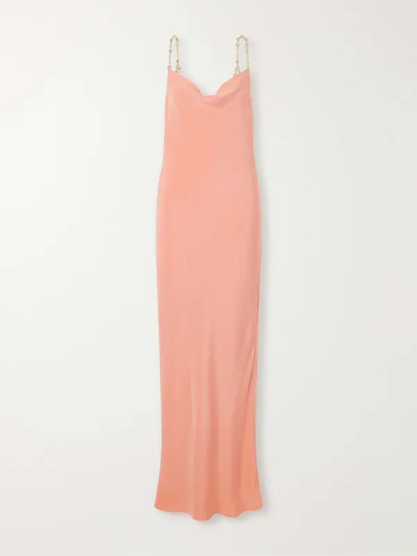 Cult Gaia Macelyn Chain-embellished Silk-satin Maxi Dress - Pink