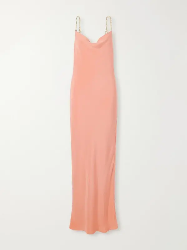 Cult Gaia Macelyn Chain-embellished Silk-satin Maxi Dress - Pink