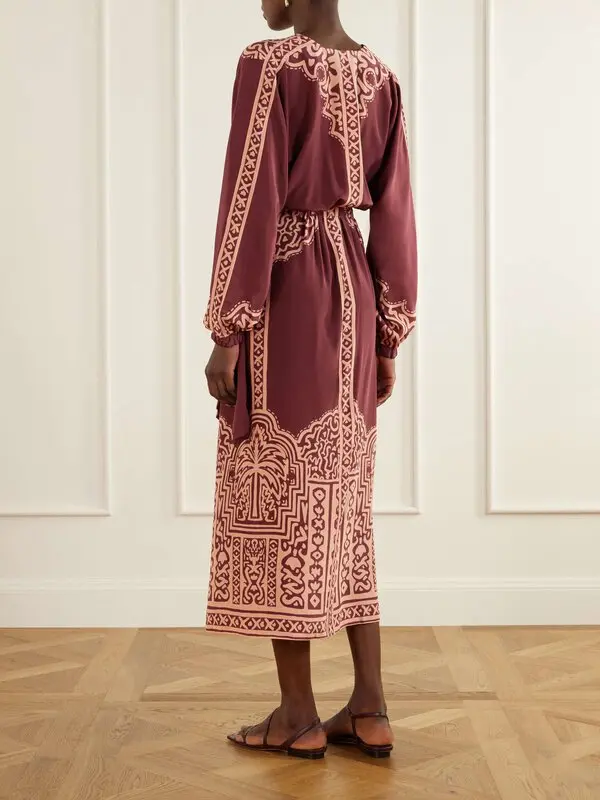 Johanna Ortiz Heatborne Printed Silk Wrap Maxi Dress