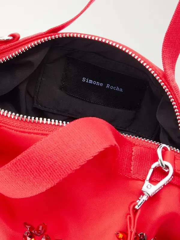Simone Rocha Double Ribbon Rosette Crystal-embellished Satin Shoulder Bag