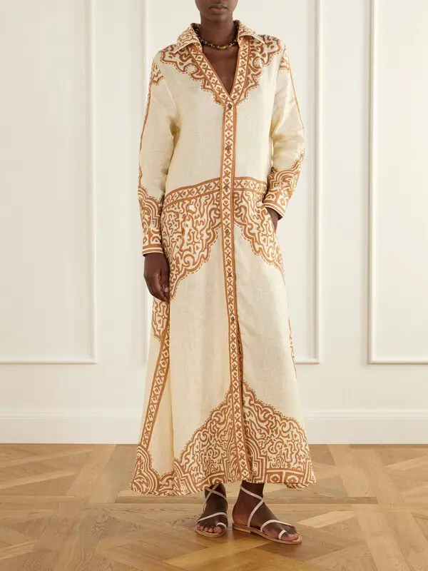 Johanna Ortiz Modern Markings Printed Linen Dress