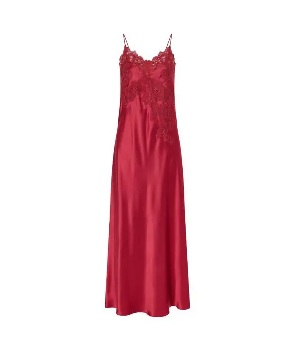 Loretta Caponi Grimilde Lace-trimmed Silk Maxi Dress - Red