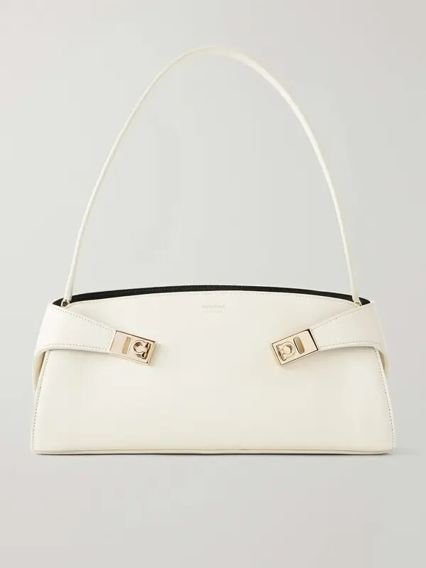 FERRAGAMO Hug Leather Shoulder Bag - Cream
