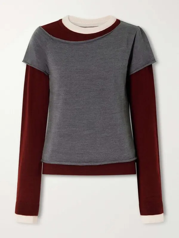 Staud Sera Layered Wool-blend Sweater