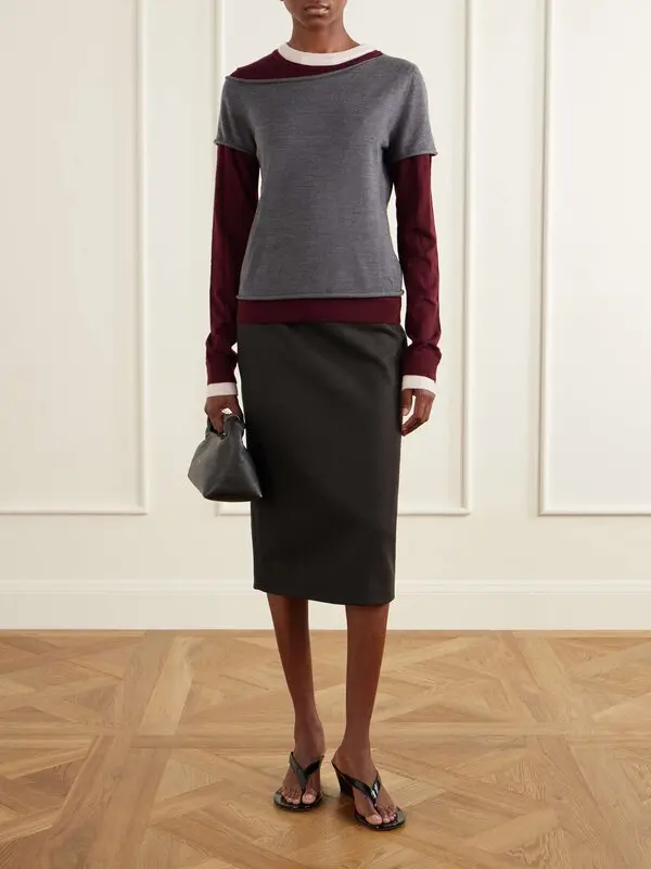 Staud Sera Layered Wool-blend Sweater