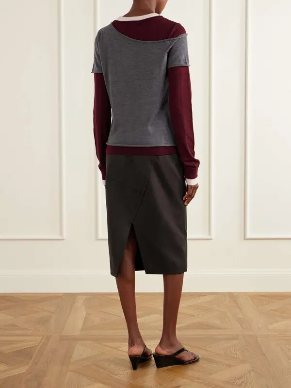 Staud Sera Layered Wool-blend Sweater