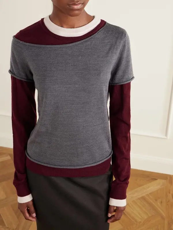 Staud Sera Layered Wool-blend Sweater