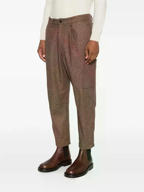 Eleventy Houndstooth-pattern Tapered Trousers