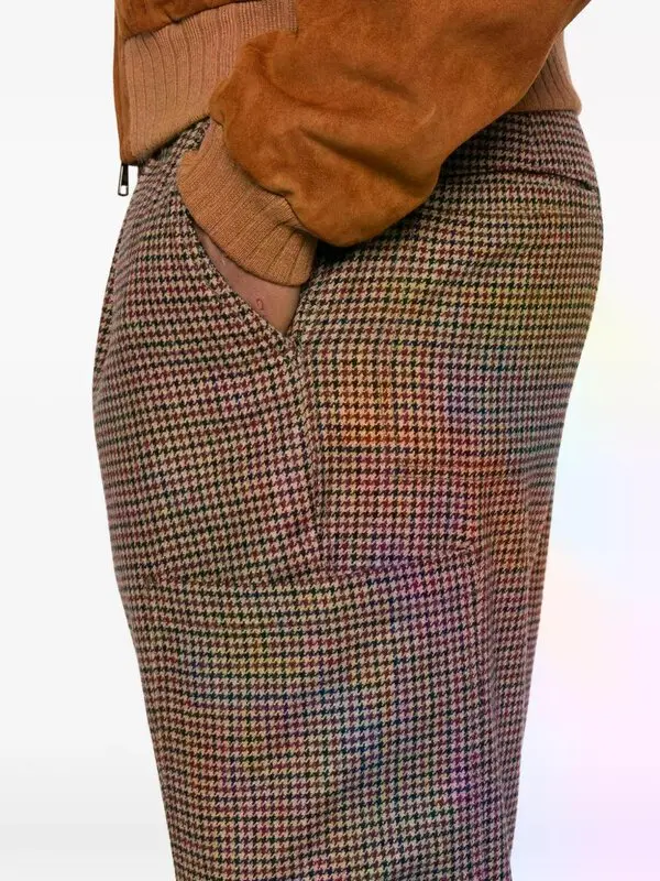 Eleventy Houndstooth-pattern Tapered Trousers
