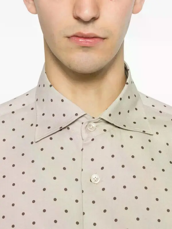 Eleventy Polka-dot Long-sleeve Shirt