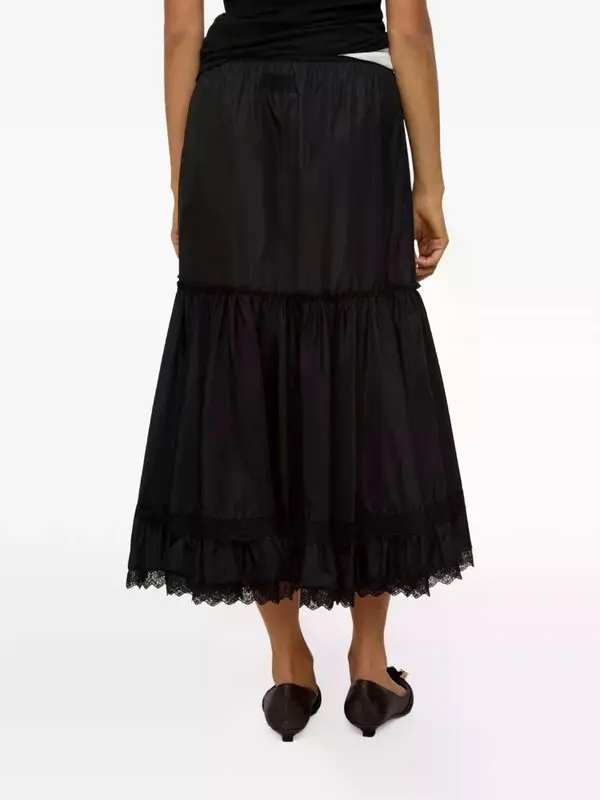 GANNI Flyweight Nylon Tiered Skirt - Black