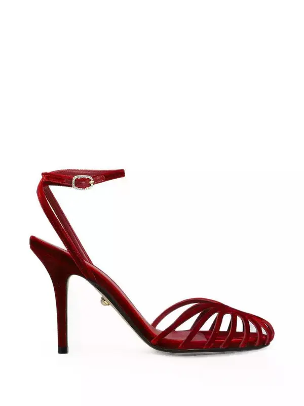 ALEVI MILANO Velvet Cage Sandals - Red