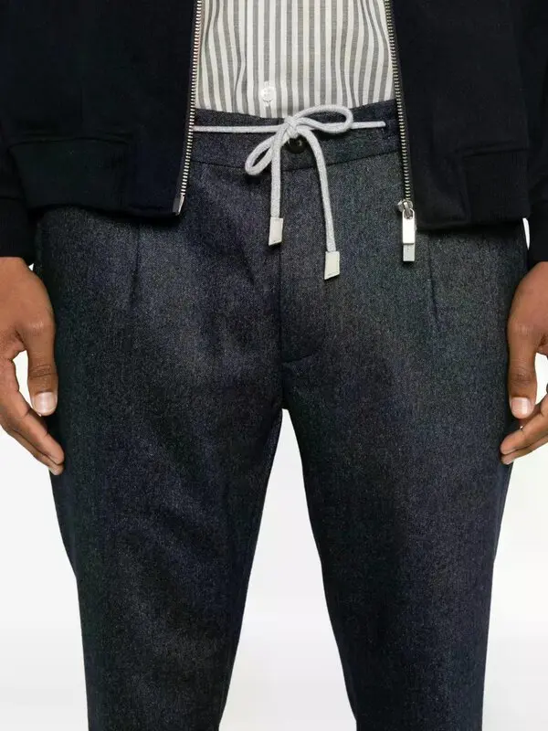 Eleventy Pleated Drawstring Trousers - Blue