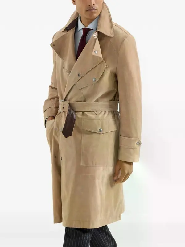 Brunello Cucinelli Suede Motorcyle-trench With Nappa-leather Inserts
