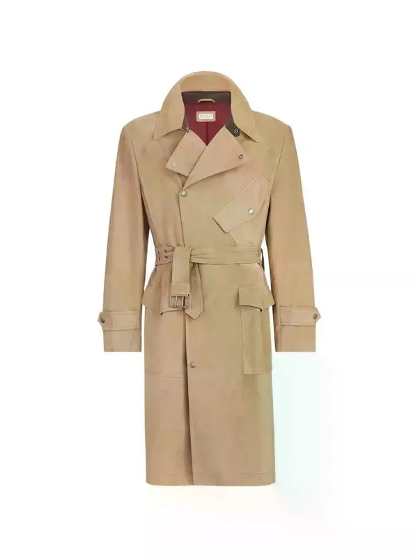Brunello Cucinelli Suede Motorcycle Trench With Nappa-leather Inserts - Neutrals
