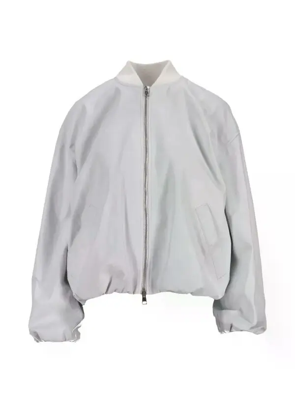 LA ROSE Nappa Leather Bomber Jacket - Grey