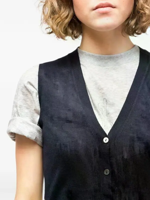LA ROSE Sleeveless V-neck Cardigan